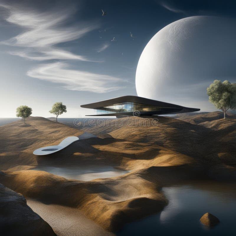 Abstract 3d Fantasy Landscape with a Lake. Abstract 3d Fantasy ...