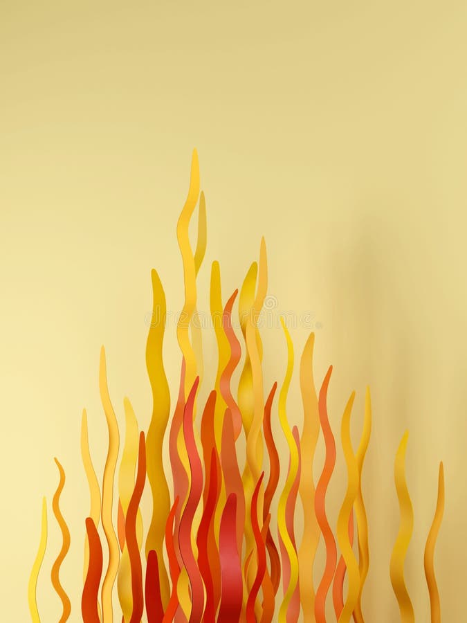 Abstract 3D Flames, Minimalist Design with Yellow, Orange, and Red ...