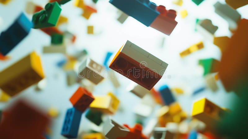 Abstract 3D Floating Building Blocks in Bright Colors with Soft Depth ...