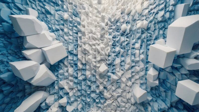 Abstract 3d Geometric Background with Cubes Emerging from Wall Stock ...