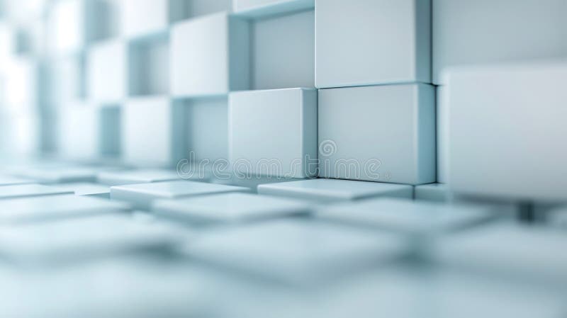 Abstract 3D Geometric Background with Soft Focus and Light Blue Tones ...