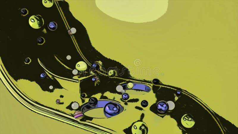 Abstract 3d Geometric Composition with Falling Colorful Spheres ...