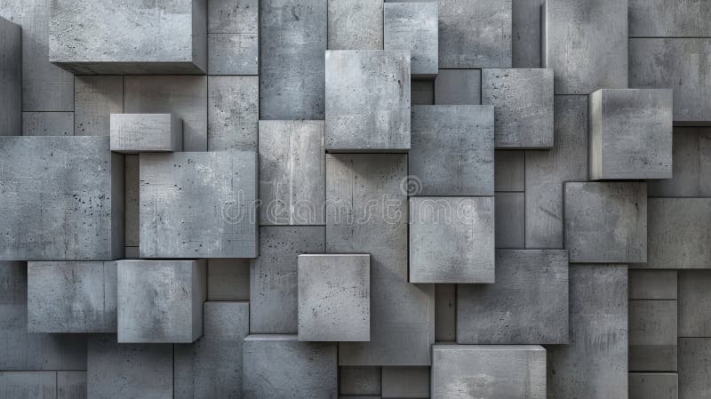Abstract 3D Geometric Concrete Wall Stock Photo - Image of structure ...