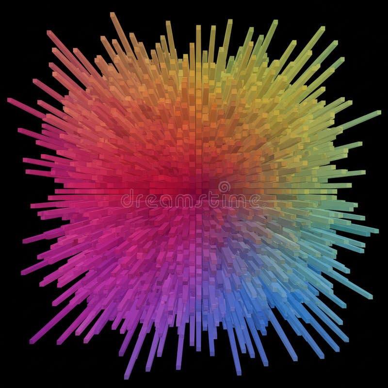 An Abstract 3D Geometric Form Resembling an Explosion or Burst ...
