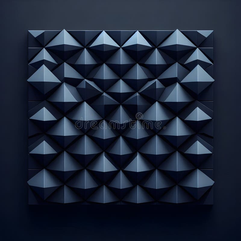 Abstract 3D Geometric Pattern of Dark Blue Pyramids Arranged in a ...