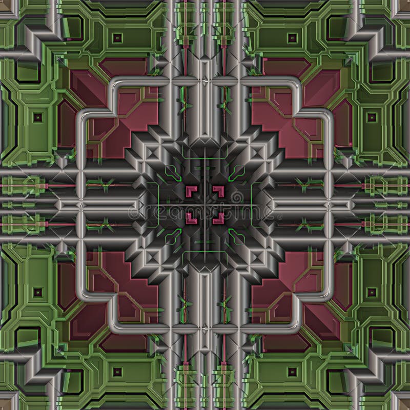 3d Geometric Pattern Metallic Surface Stock Illustration - Illustration ...