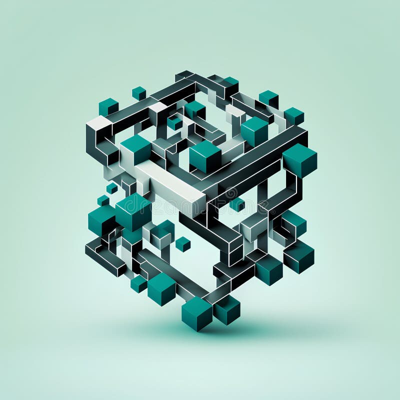 Abstract 3d Geometric Shape Made of Cubes. 3d Vector Illustration Stock ...
