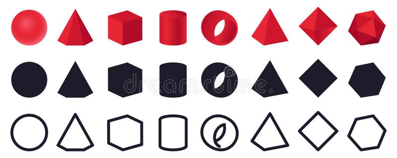 Abstract 3d Geometric Shapes Collection. Set of Geometric Shapes Emblem ...