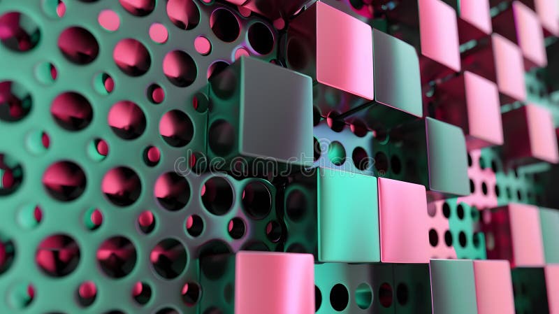 Abstract 3D Geometric Shapes with Colorful Gradient and Circular Holes ...