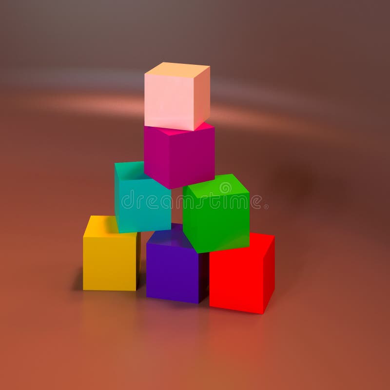 Abstract 3D Geometric Shapes. Cubes. Stock Illustration - Illustration ...