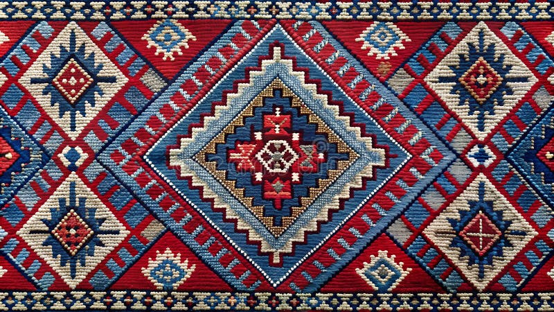 Abstract 3D Geometric Shapes in Red, Blue, and Gray: Interwoven ...