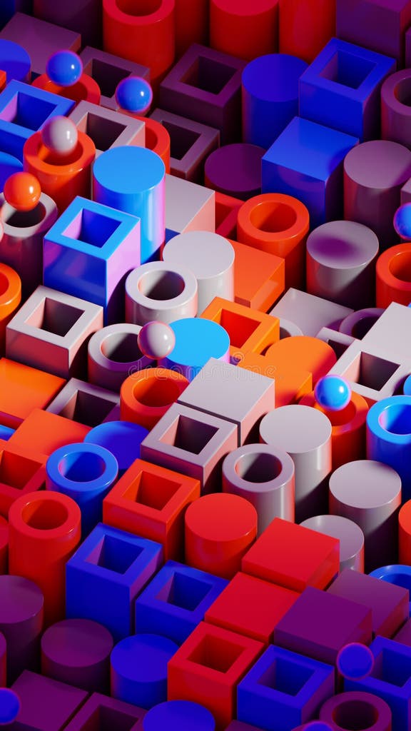 Abstract 3D Geometric Shapes Render Stock Illustration - Illustration ...