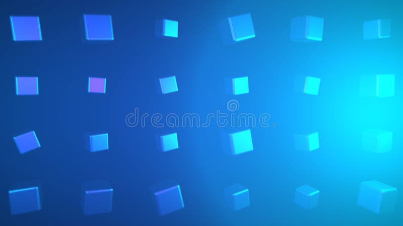 Abstract 3d Geometric Shapes in Rows Spinning on Blue Background ...