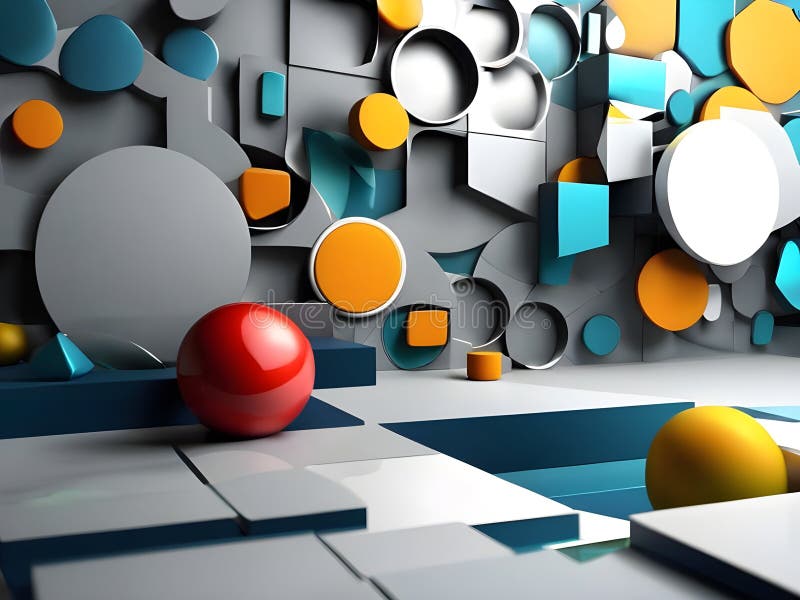 Abstract 3D Geometric Shapes with Shadows and Lighting Effects Stock ...