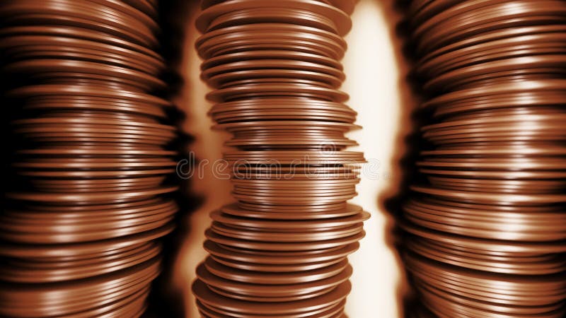 Abstract 3D Geometric Towers of Flat Objects on Light Background ...