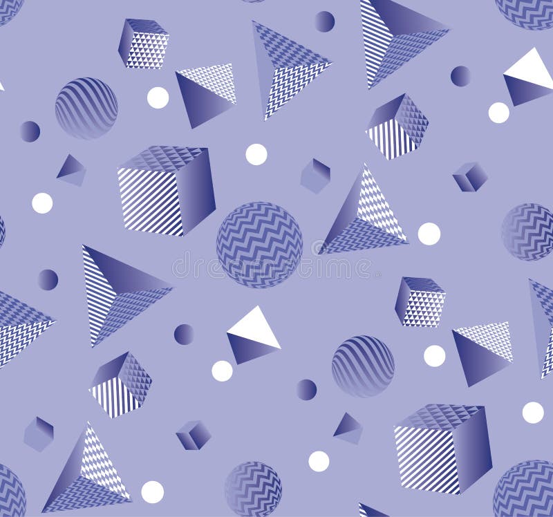 Abstract 3d Geometric Violet Seamless Pattern Stock Vector ...