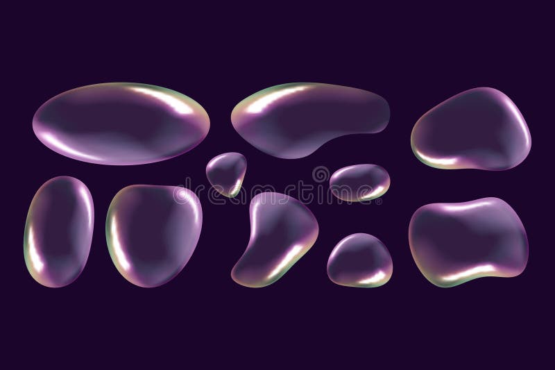 Abstract 3D Glass Liquid Shapes. Bubble of Soapy Water with Reflection ...