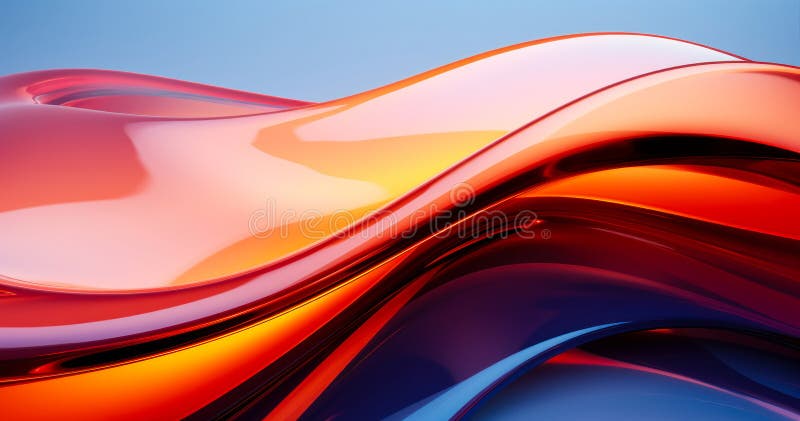 Abstract 3d Glass Render Glossy Reflective Organic Curve Wave in Motion ...