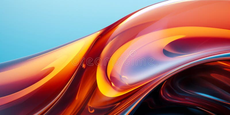Abstract 3d Glass Render Glossy Reflective Organic Curve Wave in Motion ...