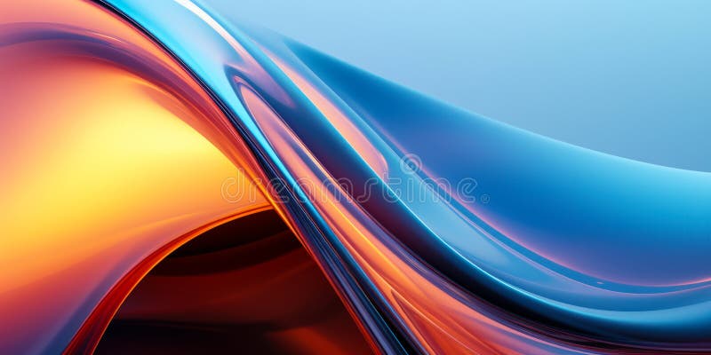 Abstract 3d Glass Render Glossy Reflective Organic Curve Wave in Motion ...