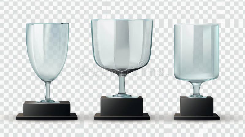 An Abstract 3D Glass Trophy Set on a White Background. Modern ...