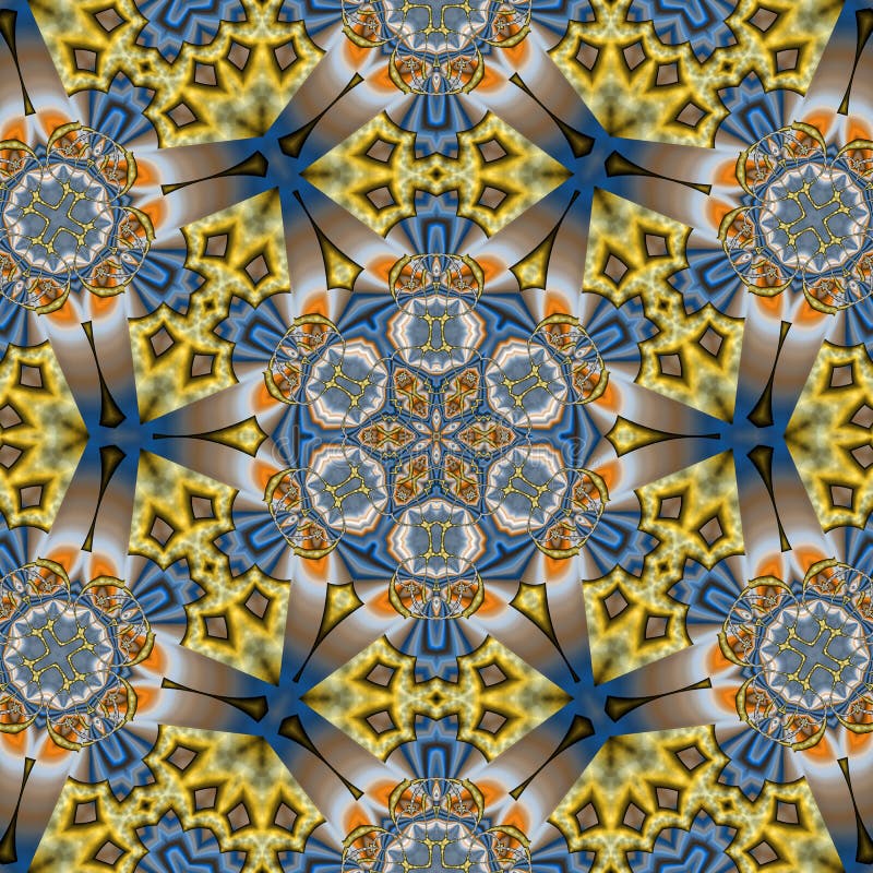 3d Gold Blue Hexagonal Blur Fractal Pattern Stock Illustration ...