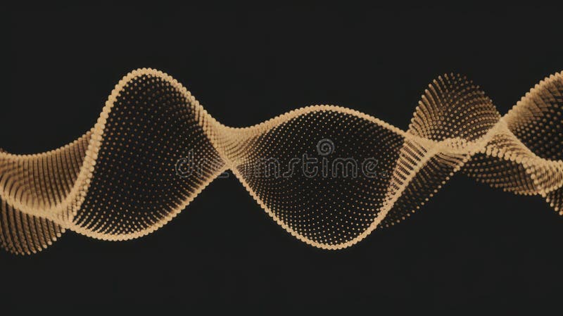 Abstract 3d Gold Flow Wave on Dark Background. Future Mesh or Sound ...