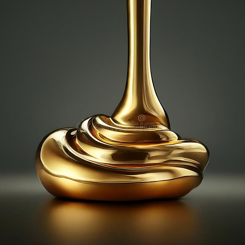 Abstract 3d Gold Metal Melting and Dripping Texture on Black Light ...