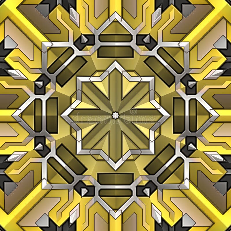 3d Gold Silver Octagonal Geometric Pattern Stock Illustration ...