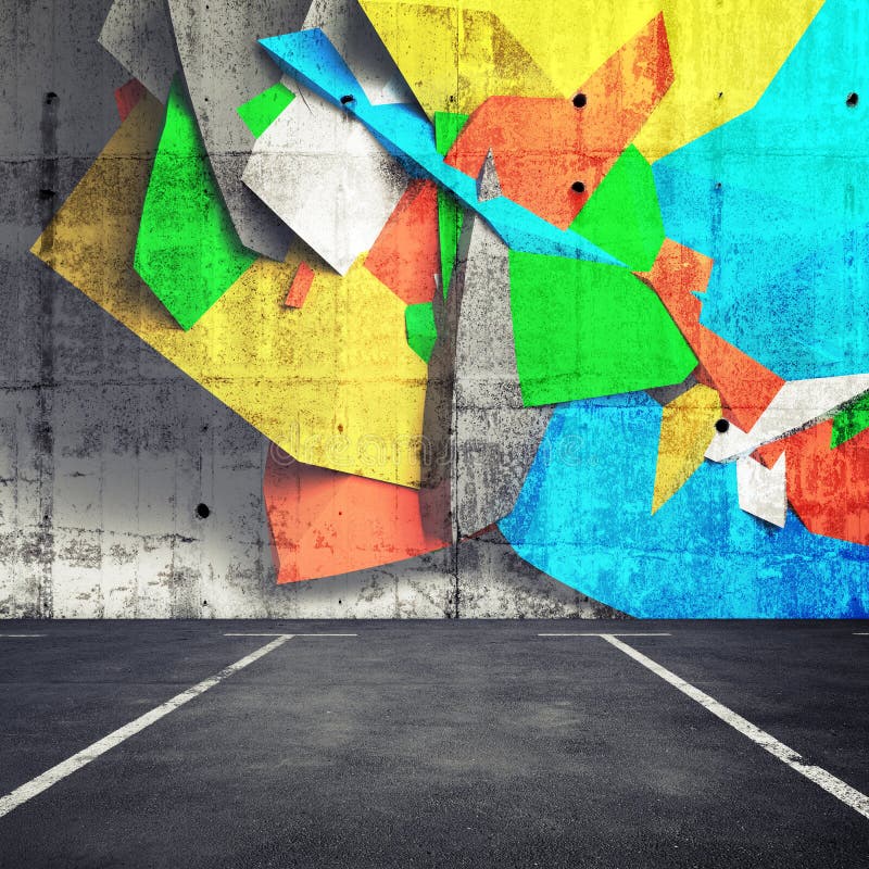 Abstract 3d Graffiti Fragment on the Concrete Wall Stock Illustration ...
