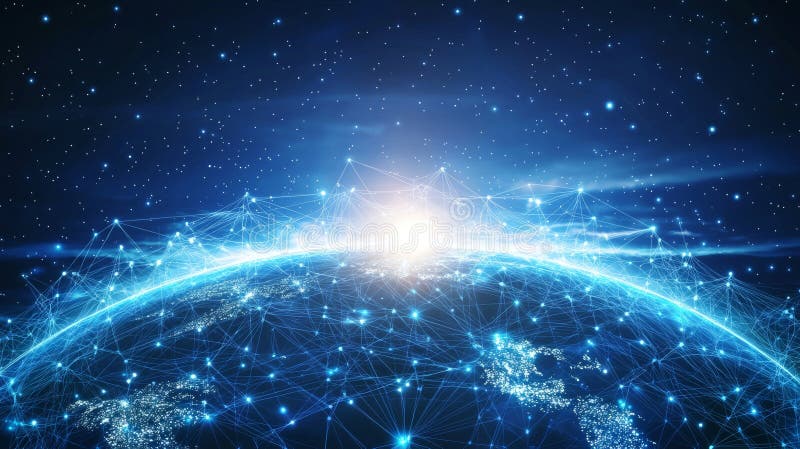 This Abstract 3D Graphic Illustrates the Technological Globalization of ...