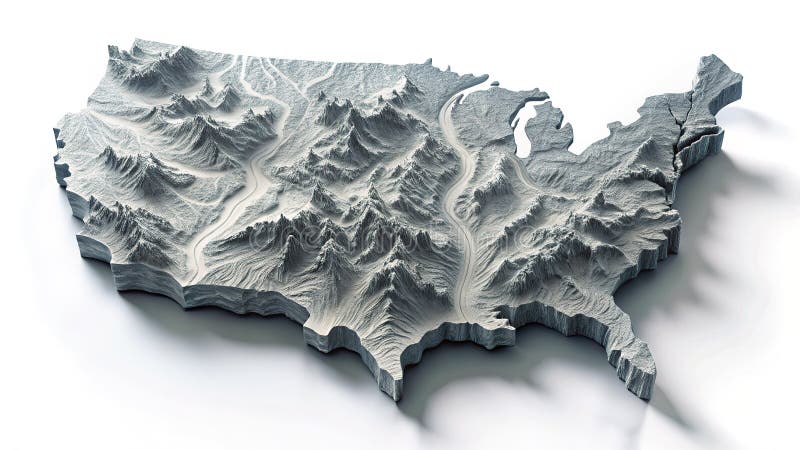 Abstract 3D Gray Topographic Map on White Background Isometric ...