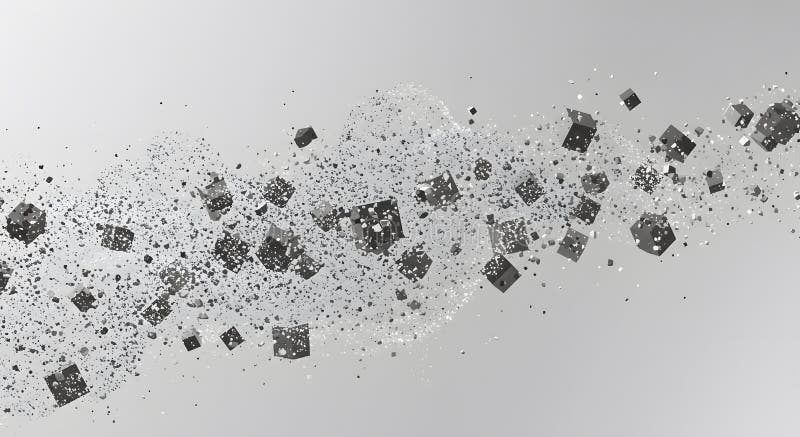 Abstract 3D Grey Cubes Swirling Motion: Digital Art Design of Dynamic ...
