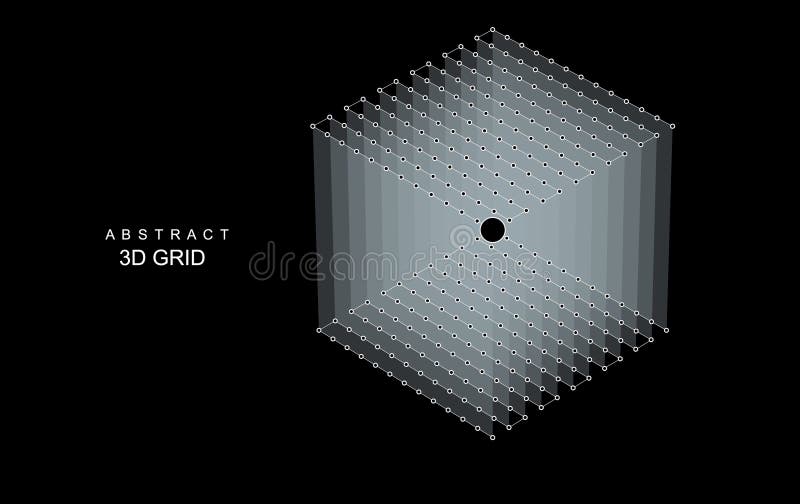 Abstract 3D Grid Cube. from Circles and Lines. 3D Technology Design ...