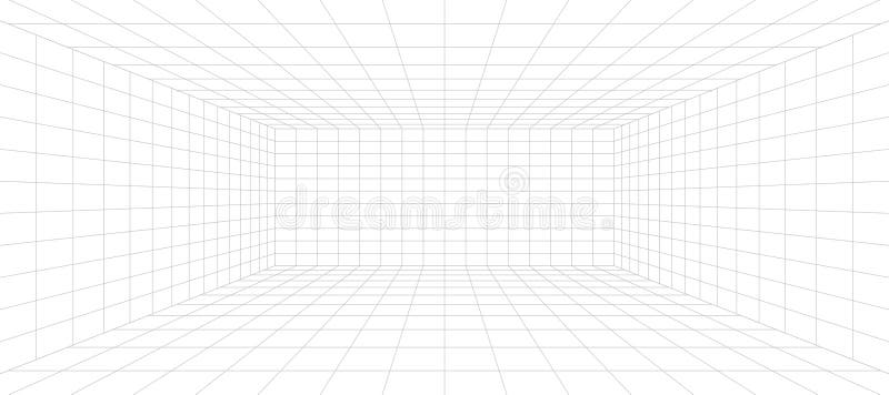 Abstract 3d Grid Room Structure Wireframe Template Design Stock Vector ...