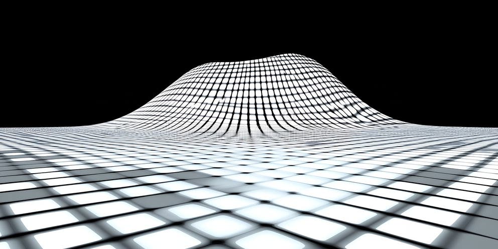 Abstract 3D Grid Waveform Modern Geometric Black and White Pattern ...