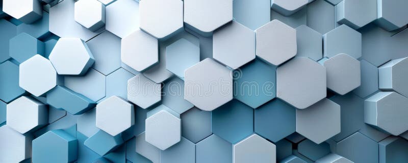 Abstract 3D Hexagonal Pattern in Shades of Blue and White Creating a ...