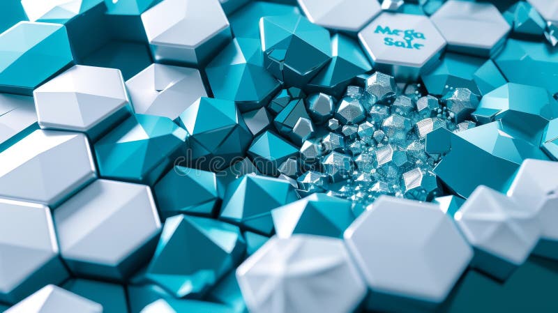 Abstract 3D Hexagonal Structures with Blue Tones Stock Image - Image of ...