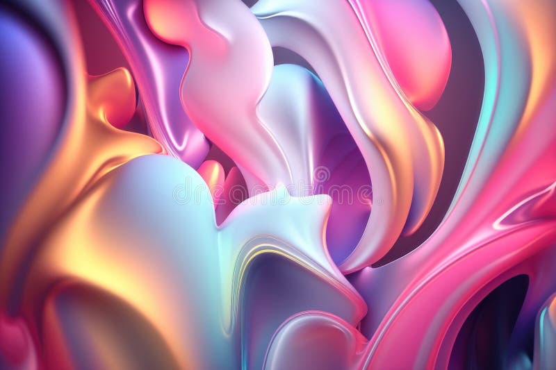 Abstract 3d Holographic Gradient Drop Liquid. AI Generation Stock ...