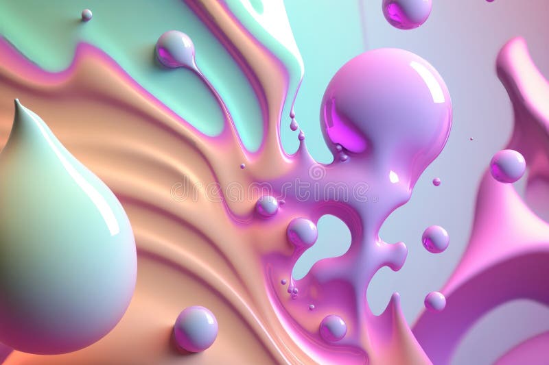 Abstract 3d Holographic Gradient Drop Liquid. AI Generation Stock ...