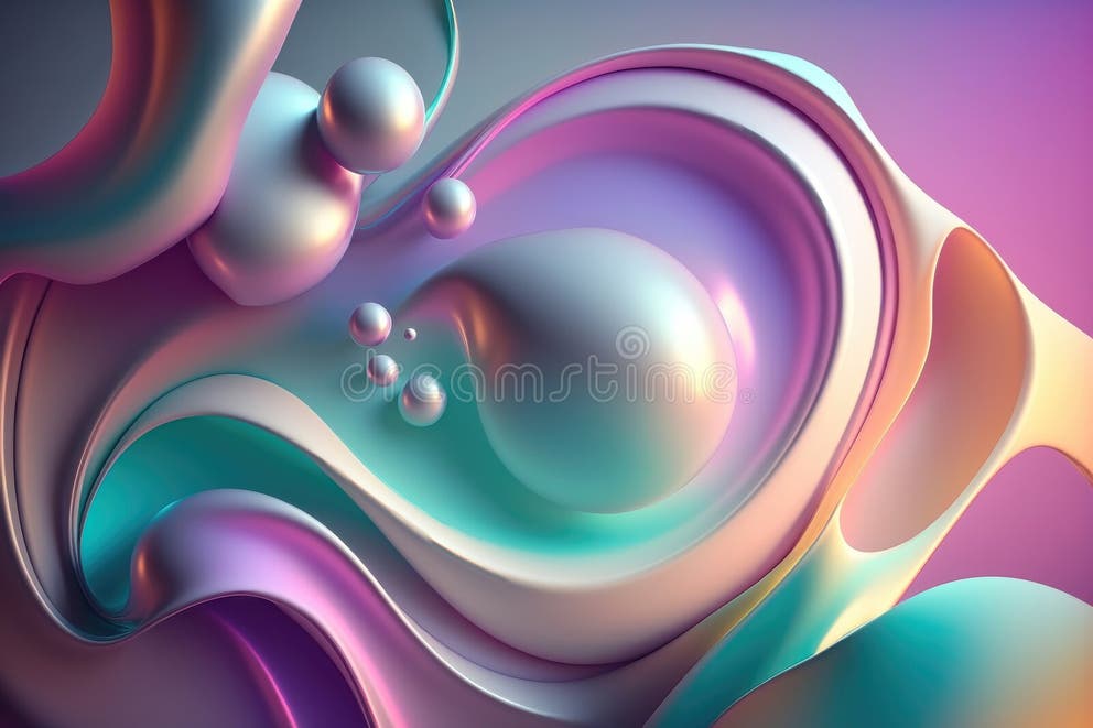 Abstract 3d Holographic Gradient Drop Liquid. AI Generation Stock ...