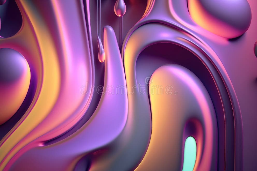 Abstract 3d Holographic Gradient Drop Liquid. AI Generation Stock Photo ...