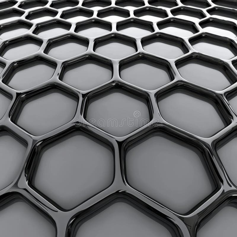 Abstract 3D Honeycomb Structure Shiny Black Hexagons on Gray Stock ...