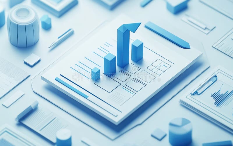 Abstract 3D Icon Depicting a Graph and Colorful Geometric Elements ...
