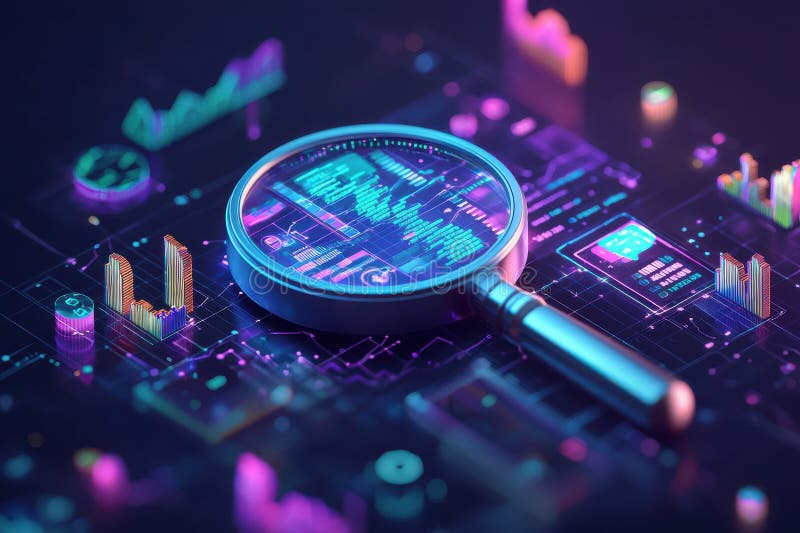 Abstract 3D Icons Representing Data Analysis and Statistical ...