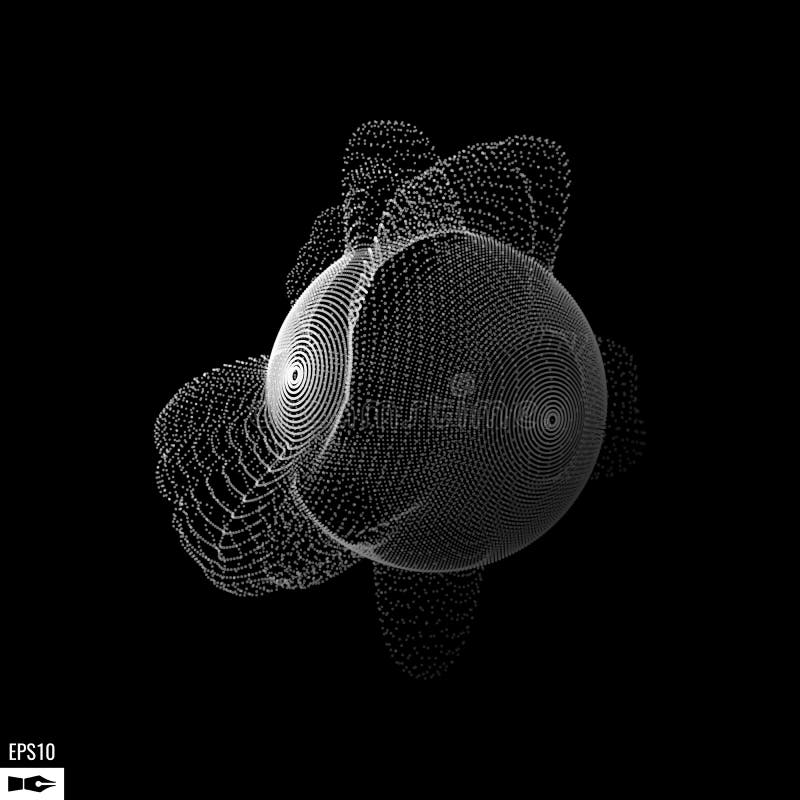 Abstract 3d Illuminated Distorted Mesh Sphere . Neon Sign . Futuristic ...