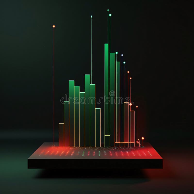Abstract 3d Illustration of a Bar Graph on a Dark Background Stock ...