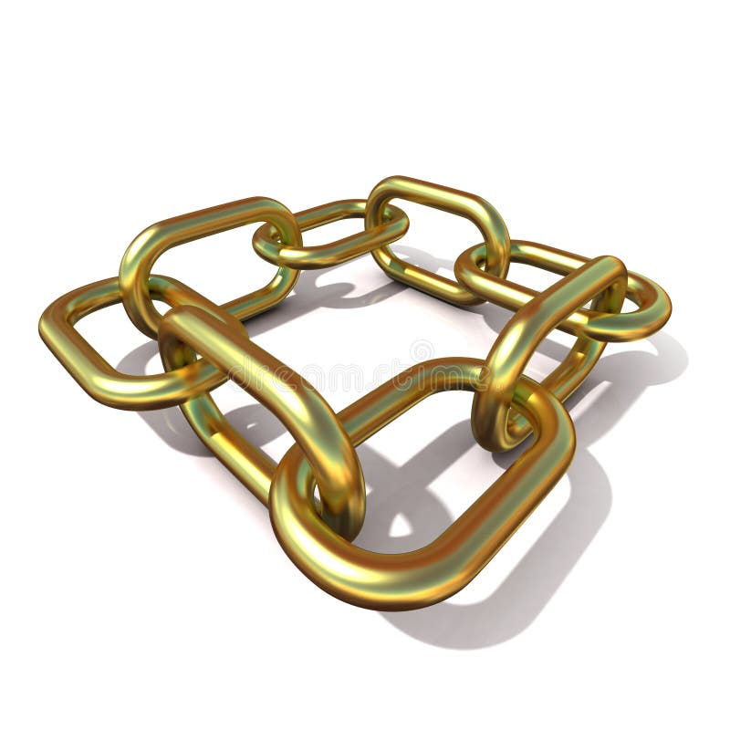 Abstract 3D Illustration of a Steel Chain Link. Top View Stock ...