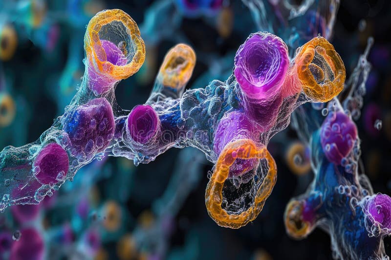 Abstract 3D Illustration of Colorful Biological Structures Resembling ...