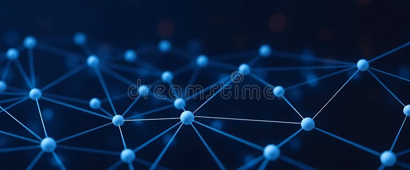 Abstract Digital Network with Blue Glowing Nodes on Dark Background ...
